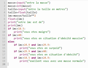 calcul de l’IMC avec python – Cahier NSI de Matthieu